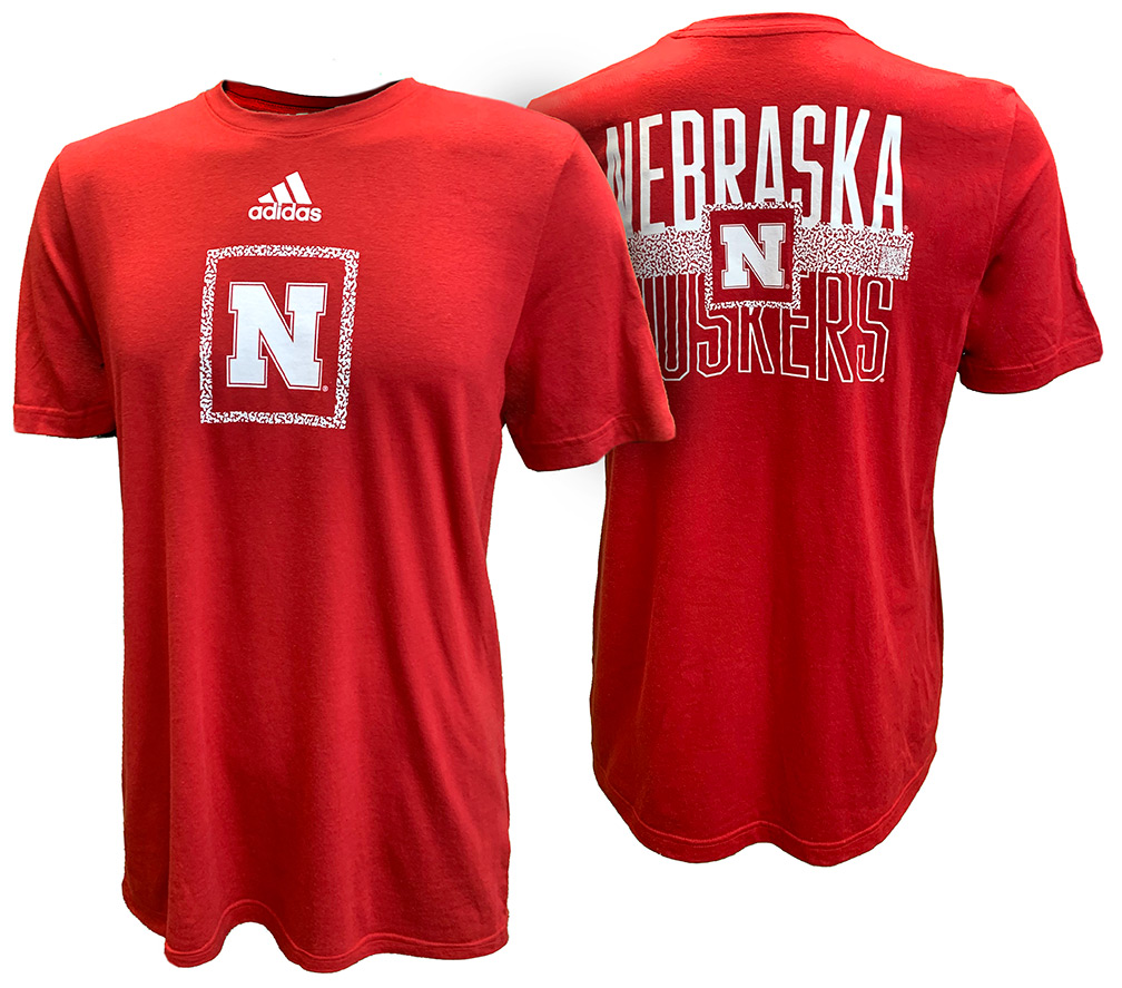 Adidas Red Nebraska Husker Square SS Blend Tee